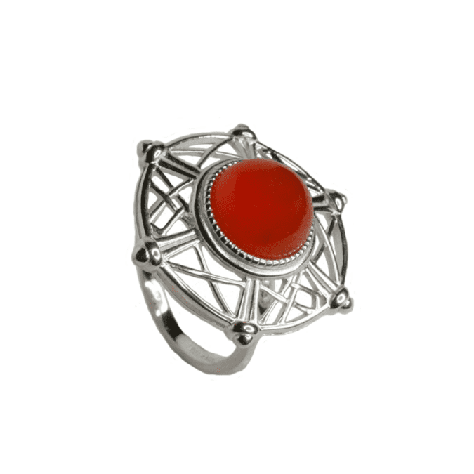 Celtic Carnelian Sterling Silver Viking Ring - Connemara Marble