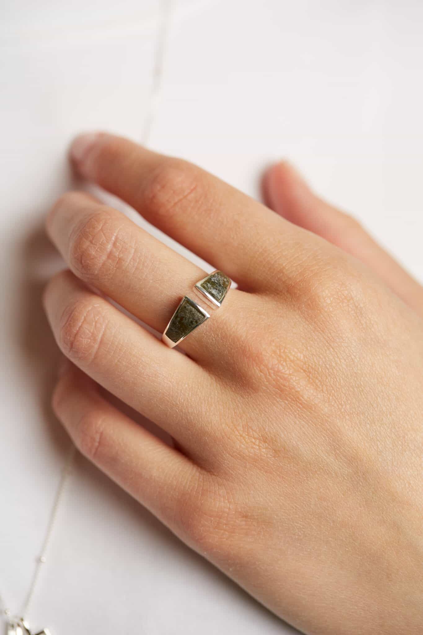 Torc Sterling Silver Ring - Connemara Marble