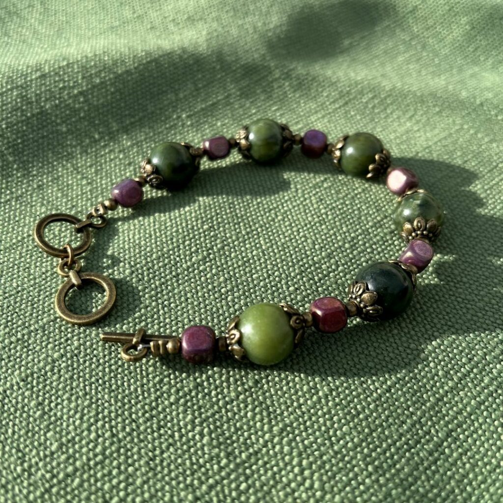 Vintage Style Antique Tone Connemara Marble Bracelet - Connemara Marble
