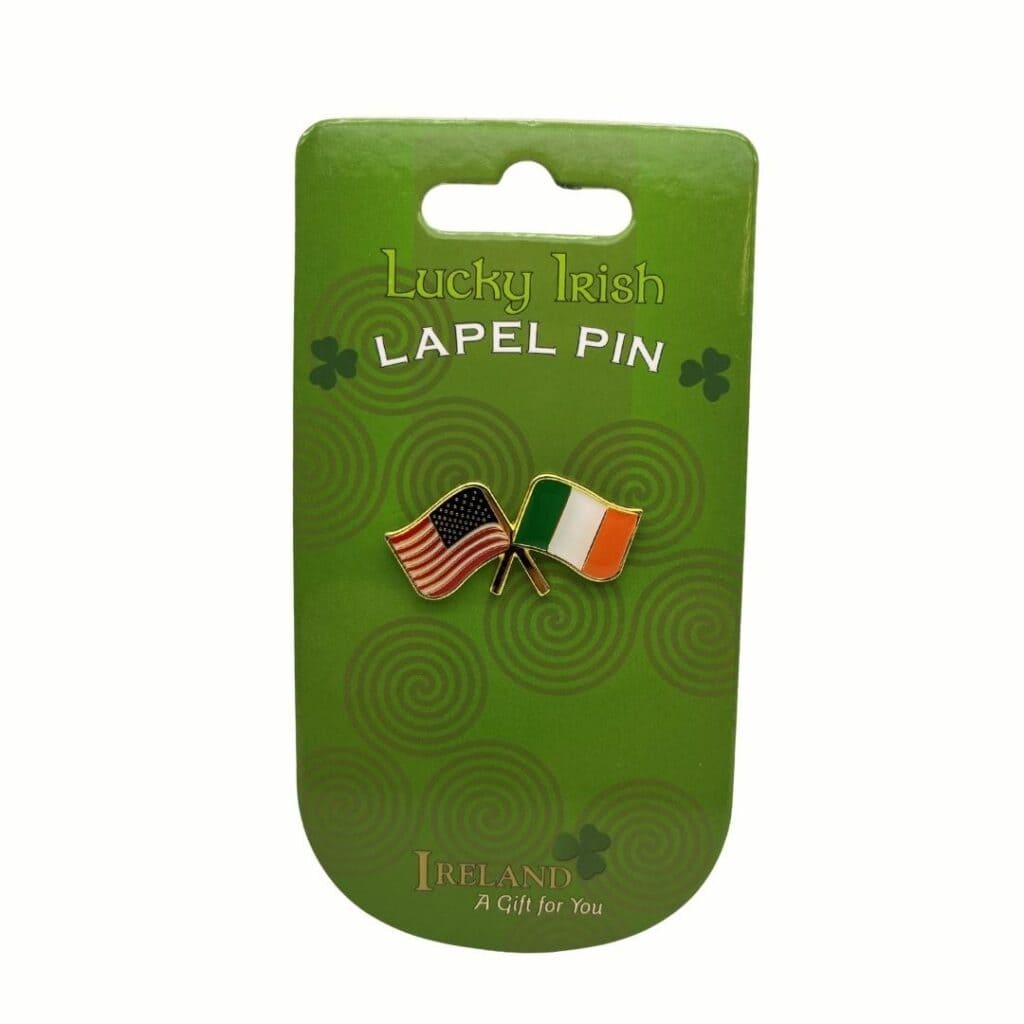 USA and Ireland Flag Lapel Pin - Connemara Marble